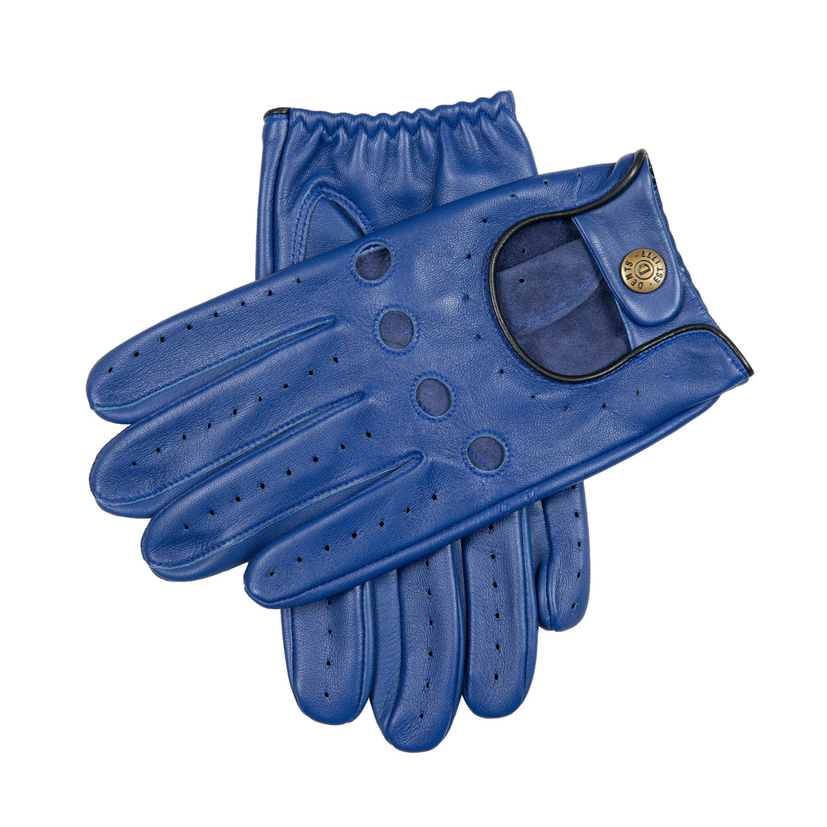 DENTS Delta Men's Classic Leather Driving Gloves - Royal Blue & Black ...