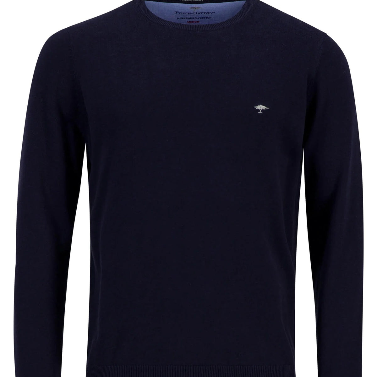 FYNCH HATTON Crew Neck Sweater - Men's Fine Knit – Navy – A Farley ...
