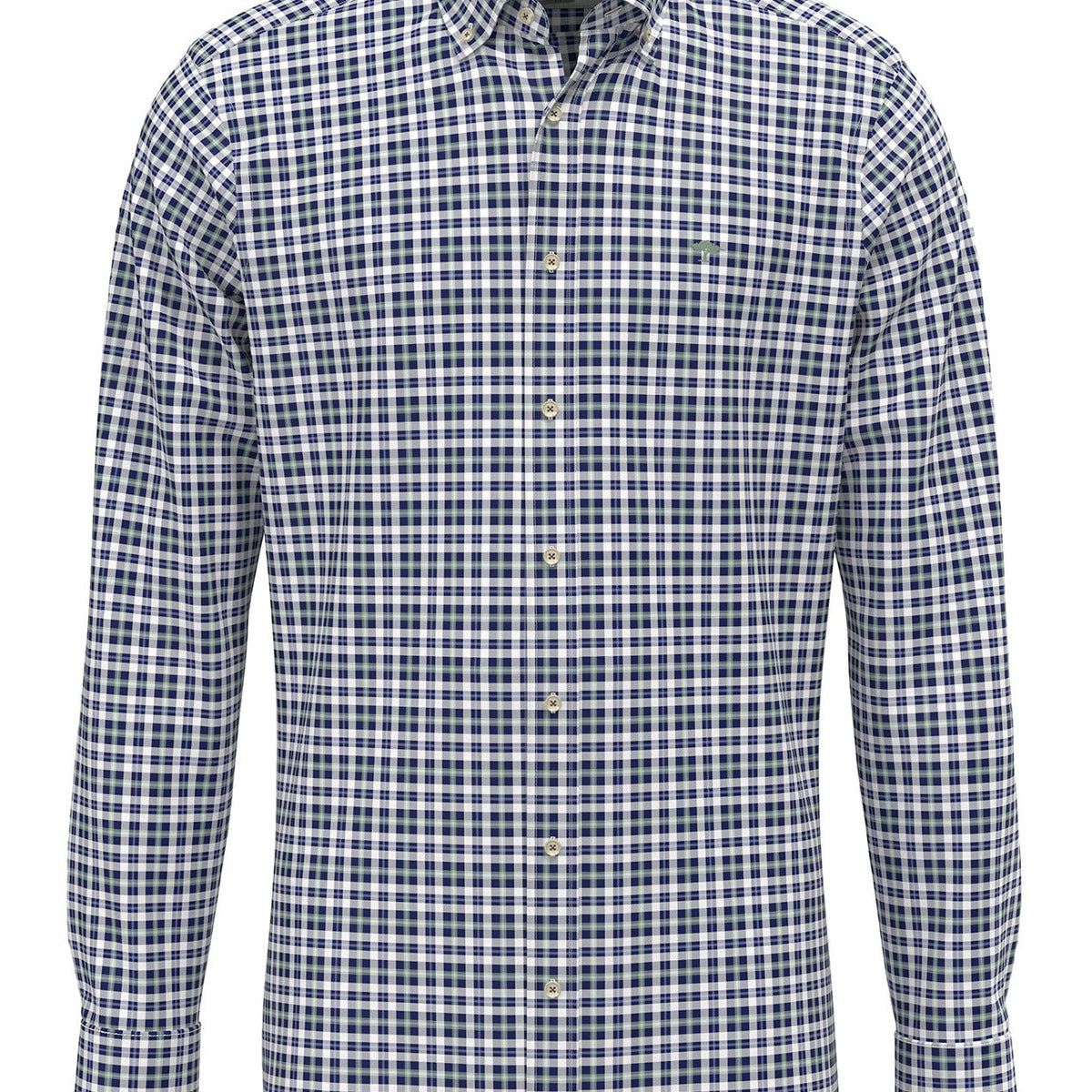 FYNCH HATTON Washed Oxford Check Shirt – Men's Button-Down – Fern – A ...