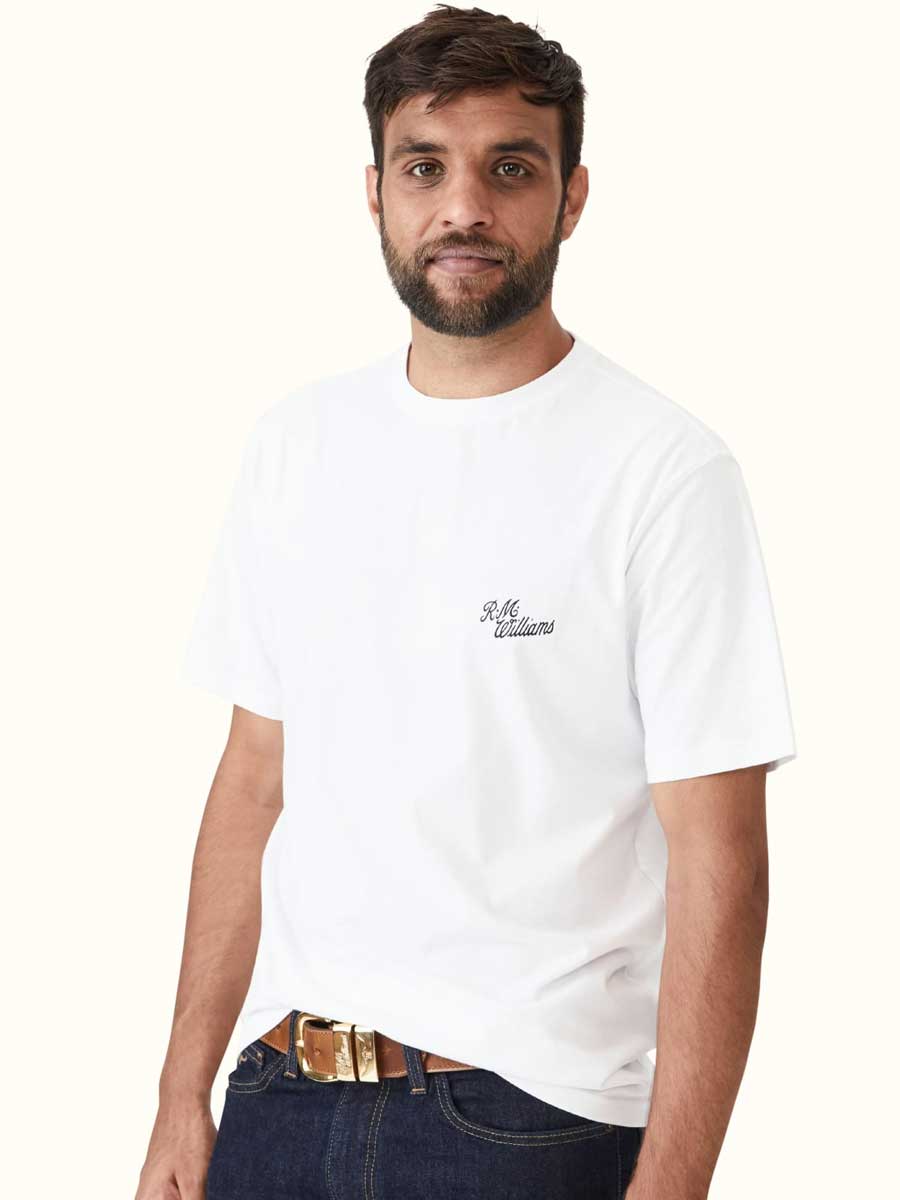 RM WILLIAMS Byron T-Shirt - Men's Crew Neck - White – A Farley Country ...