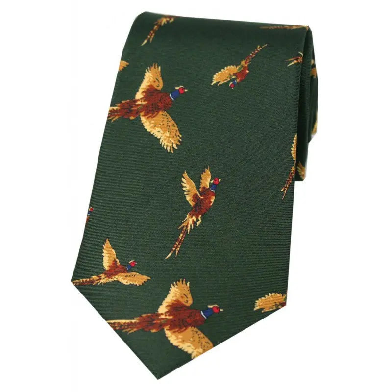 SOPRANO Flying Pheasants Silk Country Tie - Country Green – A Farley ...