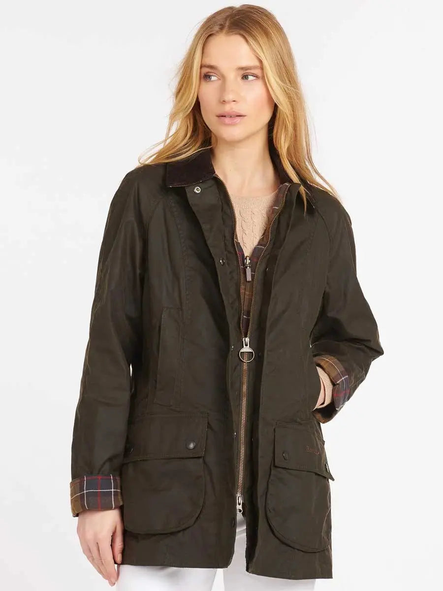 BARBOUR Classic Beadnell Wax Jacket - Womens - Olive – A Farley Country ...